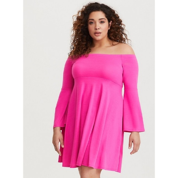 torrid | Dresses | Torrid Bright Pink Jersey Skater Mini Dress 2x ...